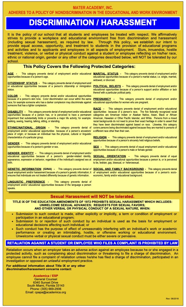 Mater Academy Virtual Anti-Discrimination